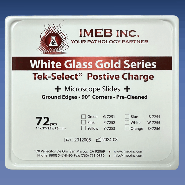 Microscope Slides, Positive Charge, 90° Corners, by Tek-Select - IMEB Inc.